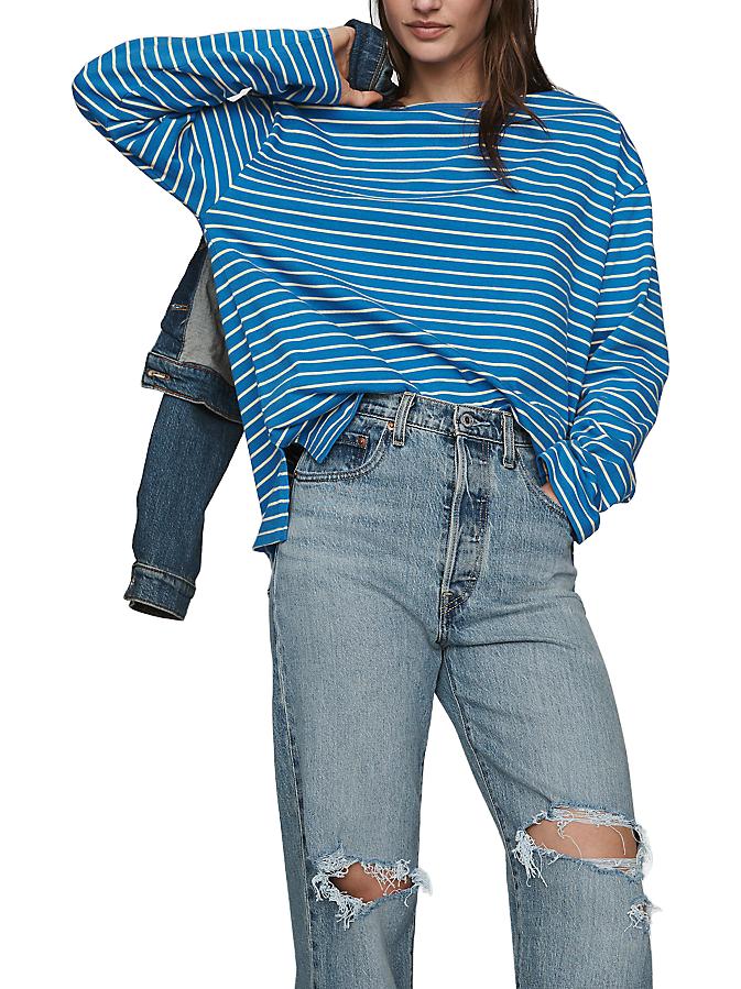 MAEVE Maeve Greer Striped Cotton Long-Sleeve Top